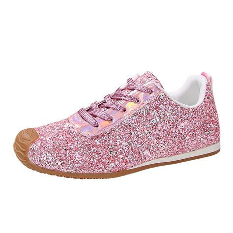 Ediodpoh Womens Fashion Sneakers Casual Thick Sole Lace Up Glitter
