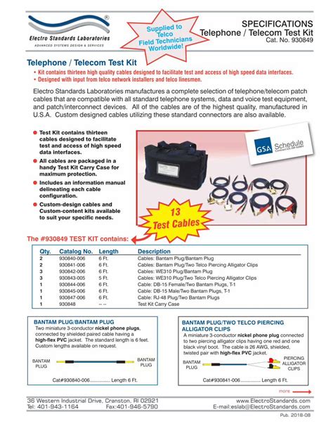 Pdf Telephone Telecom Test Kit