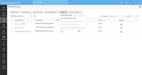 Exporting Resource Groups