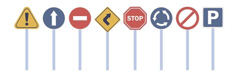 Road Signs Icon Set Traffic Sign Vector Flat Illustration 21614215