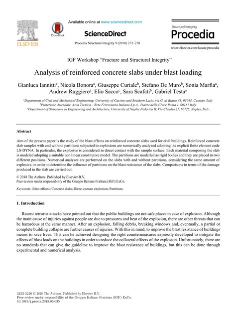 Pdf Analysis Of Reinforced Concrete Slabs Under Blast Loading