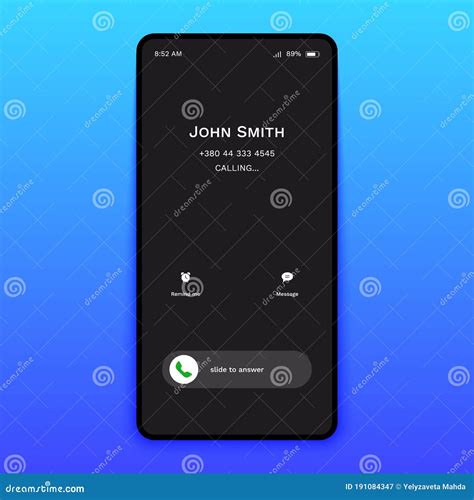 smartphone incoming call screen mockup mobile phone interface swipe to