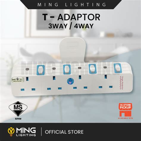 [sirim] T Adaptor 3 4 Way 13a Extension Trailing Socket Switch Neon Adapter Universal Soket Plug