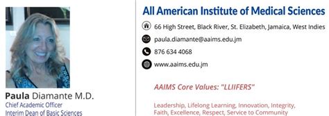 Paula Diamante Medical Science Core Values Leadership