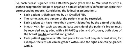 Solved Bi Rads Breast Imaging Reporting And Data System Is