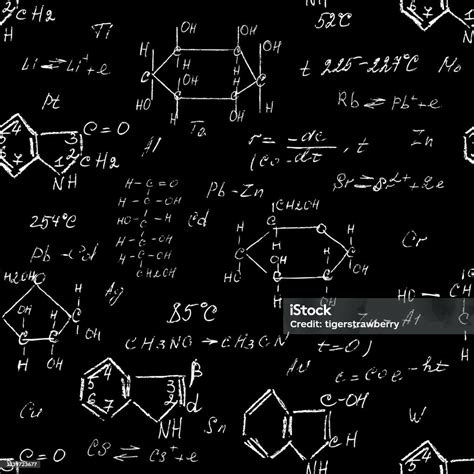 자필 화학 공식 화학 관계 또는 기호 다양한 물질 화합물 원자 분자 및 이온으로 구성된 규칙과 원활한 끝없는 패턴 배경 벡터 수학 공식에 대한 스톡 벡터 아트 및 기타