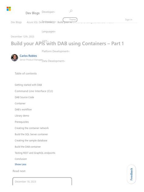 Build Your Apis With Dab Using Containers Azure Sql Devs Corner Pdf Microsoft Sql Server