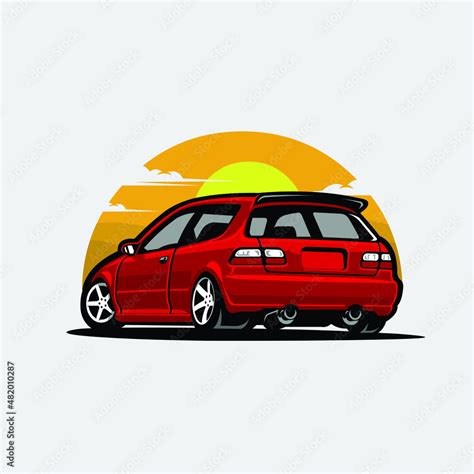 Japanese 90s Jdm Sport Car Illustration Vector Isolated In White