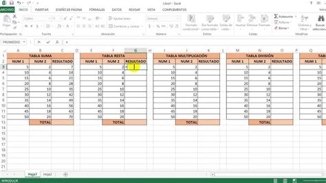 Operaciones Basicas En Excel Suma Resta Multiplicacion Y Sumar Y