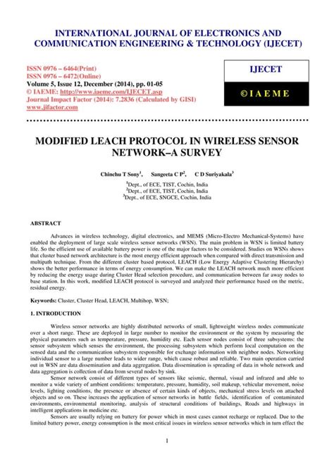modified leach protocols surveyed for wireless sensor networks pdf