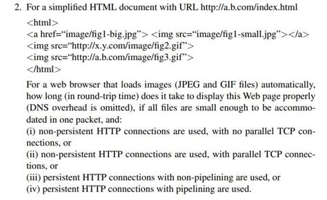 Solved 2 For A Simplified Html Document With Url
