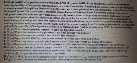 Solved 1 30 Pts Total For This Problem Use The Data In Chegg Com