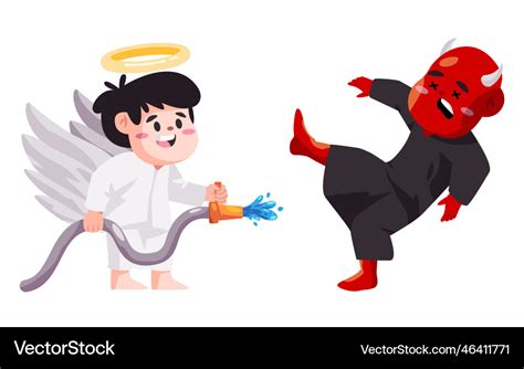 Angel Versus Daemon Evil Good Vs Bad Cartoon Vector Image