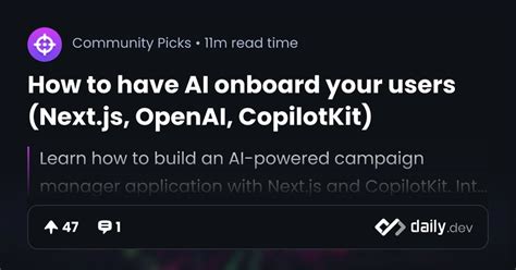 How To Have Ai Onboard Your Users Nextjs Openai Copilotkit R
