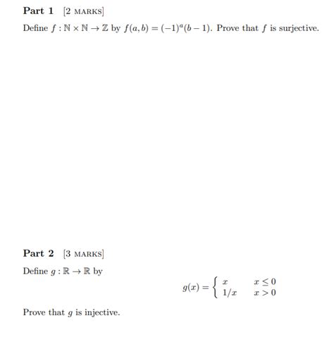 solved part 1 2 marks] define f nxn z by f a b 1 º b