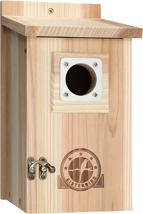 Sisterbird Bird Houses For Outside 1 12” Entrance Hole Cedar Birdhouses With Metal Guard