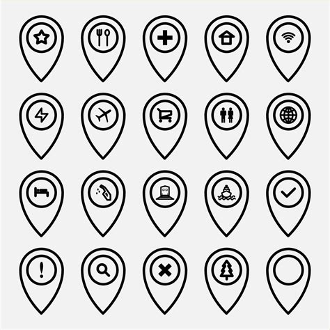Pin Location Line Icon Set Vector Design Vector Art At Vecteezy