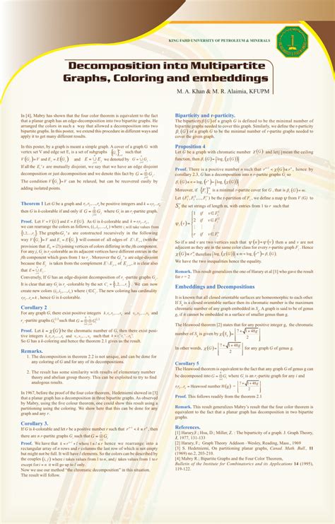 Pdf Decompositions Into Multipartite Graphs Coloring And Embeddings