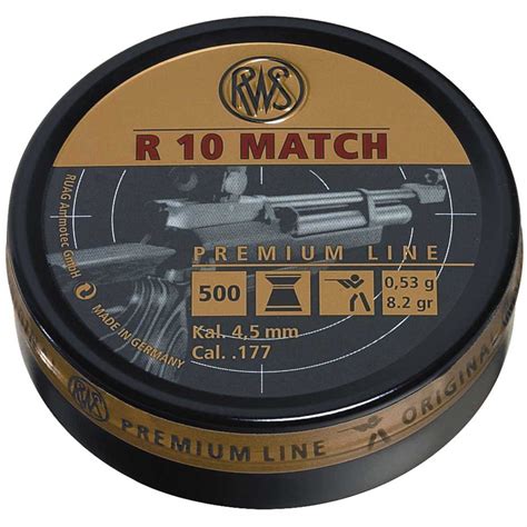 Rws Pellets De Pistola R 10 Match Metal Can 500 Unidades Cinzento Hunt