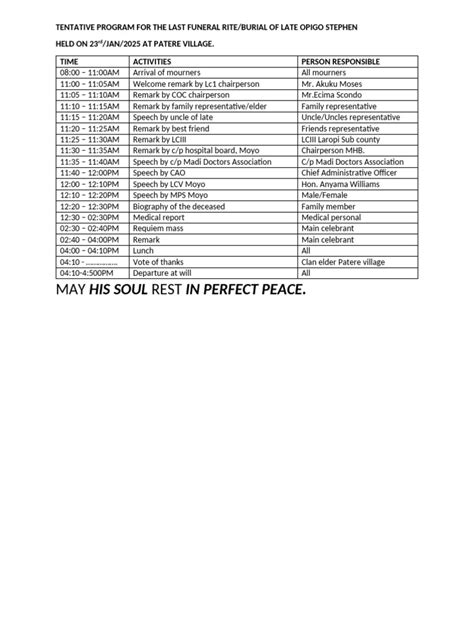 Burial Program Pdf