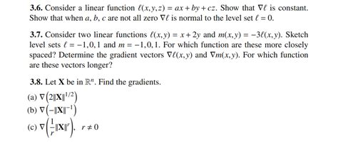 solved 3 6 consider a linear function l x y z ax by