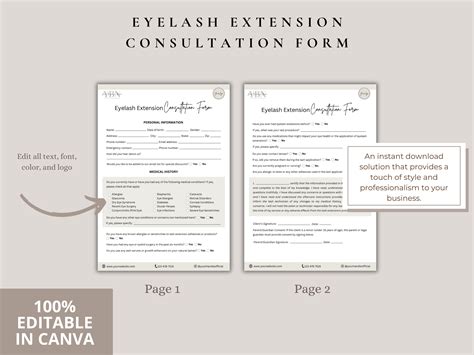 Lash Consent Form Lash Client Intake Eyelash Extension Forms