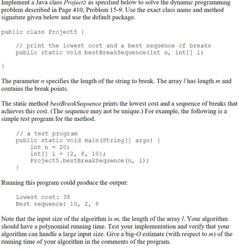 Implement A Java Class Project As Specified Below To Chegg