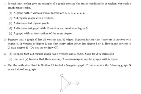 Solved In Each Part Either Give An Example Of A Graph Chegg
