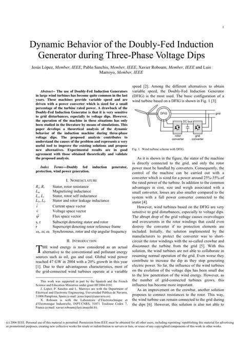 Pdf Dynamic Behavior Of The Doubly Fed Induction Generator During Three Phase Voltage Dips