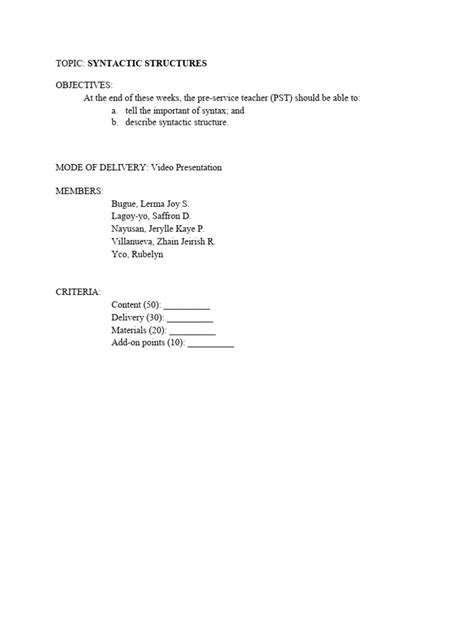 Syntactic Structures 2 Pdf Verb Adjective