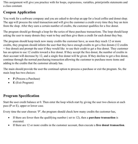 Java Loops Coupon Application This Assignment Will