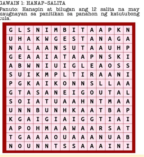 GAWAIN 1 HANAP-SALITA Panuto Hanapin at | StudyX