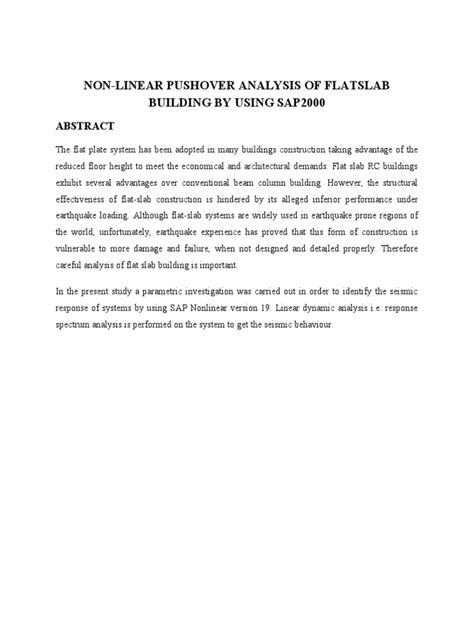 Non Linear Pushover Analysis Of Flatslab Building By Using Sap2000 Pdf