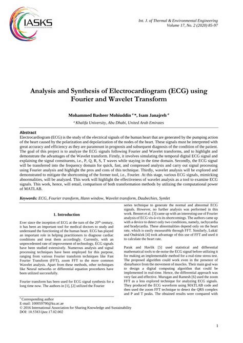 Pdf Analysis And Synthesis Of Electrocardiogram Ecg Using Dokumen