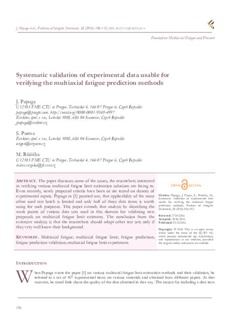 Pdf Focussed On Multiaxial Fatigue And Fracture Systematic Validation Of Experimental Data