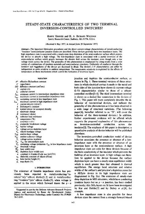 Pdf Steady State Characteristics Of Two Terminal Inversion Controlled Switches Dokumen Tips