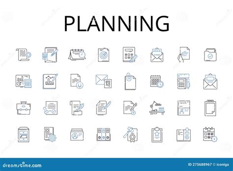 Planning Line Icons Collection Preparing Organizing Scheduling