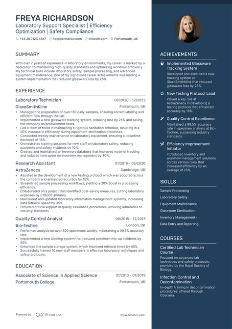 Lab Assistant CV Examples Guide For