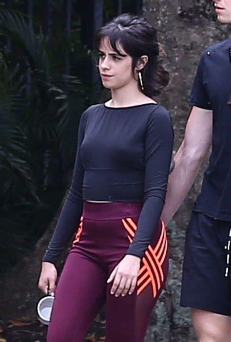 Camila Cabello Sexy Thong In Leggings And Braless Boobs Out In Miami