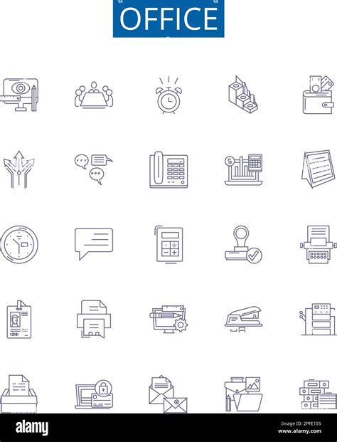 Office Line Icons Signs Set Design Collection Of Office Desk Chair