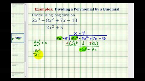 Ex 6 Divide A Polynomial By A Degree Two Binomial Using Long Division Youtube