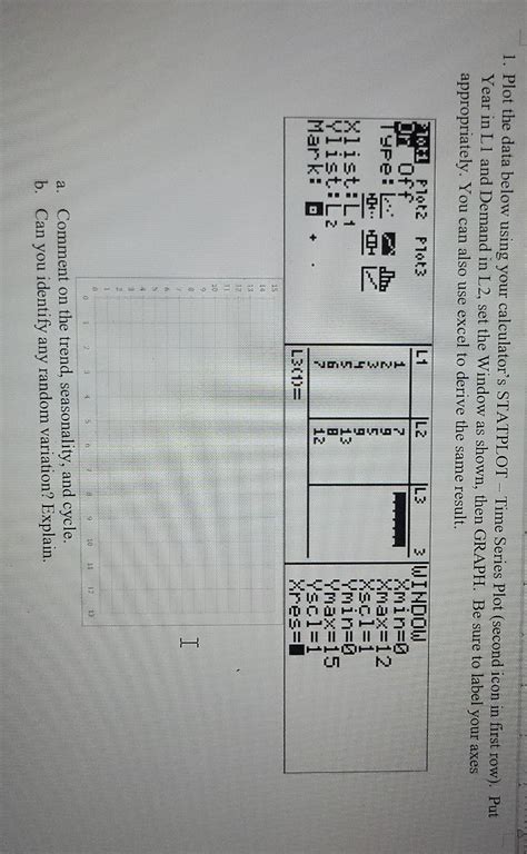 solved 1 plot the data below using your calculator s