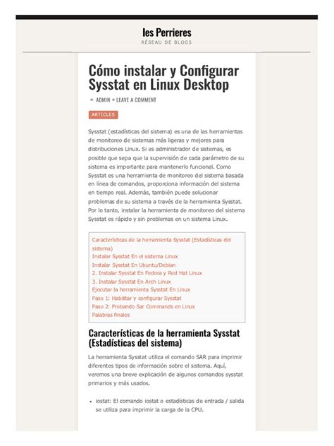 Cómo Instalar Y Configurar Sysstat En Linux Desktop Les Perrieres Pdf