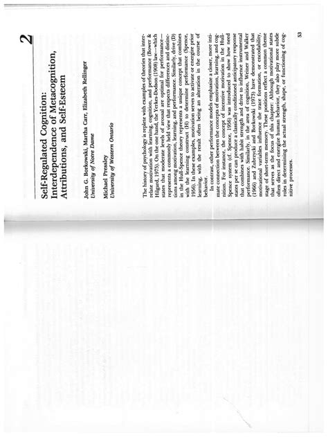 Pdf Self Regulated Cognition Interdependence Of Metacognition Attributions And Self Esteem