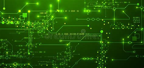 Digital Circuit Visualization Vector Background Green Board Pattern With Interconnected Lines
