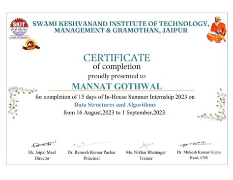 Mannat Gothwal On Linkedin Intership Dsa Coding