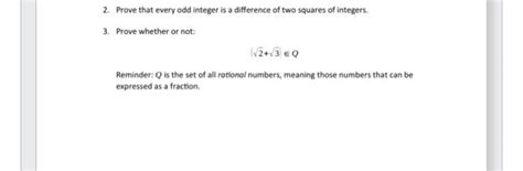 Solved Prove That Every Odd Integer Is A Difference Of Chegg Com