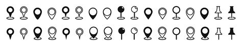 Map Pin Location Pointer Vector Icon Set Location Pin Pointers Set Positioning Marker Collection