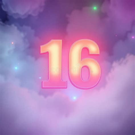 Number Sixteen 16 On Pink Background Red Color Bright Stock