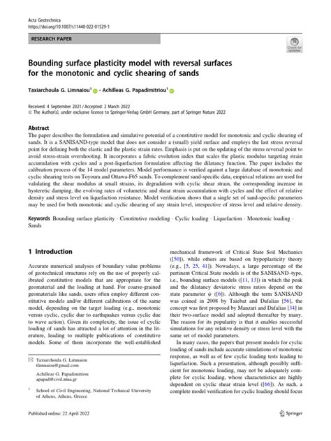 Bounding Surface Plasticity Model With Reversal Surfaces For The